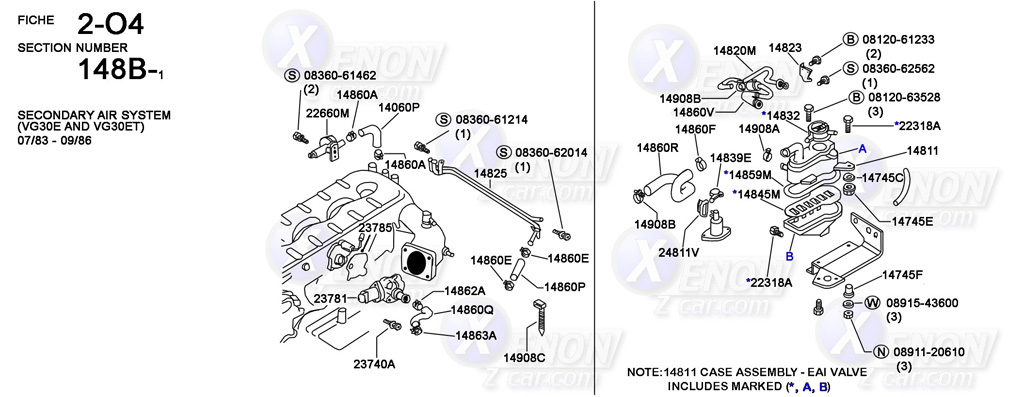 XenonZcar.com Z31 Fiche Secondary Air System Section 2O-4-148B